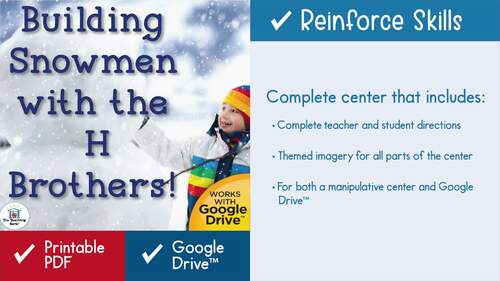 Winter Snowman H Brothers Digraphs Center by The Teaching Bank | TPT