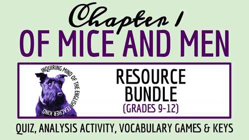 Of Mice and Men Chapter 1 Quiz, Analysis Worksheet, and Vocabulary ...