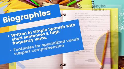 Afrolatino biographies: simple printable and paperless texts in Spanish