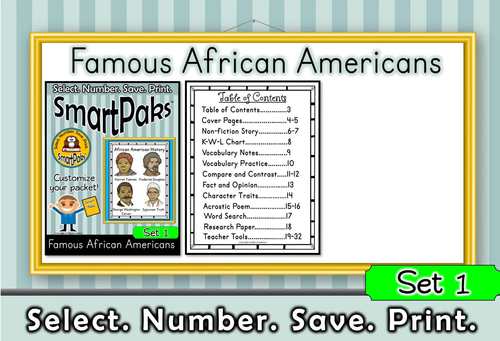African Americans SET 1 SmartPaks™ Unit with 10 Activities: Black ...