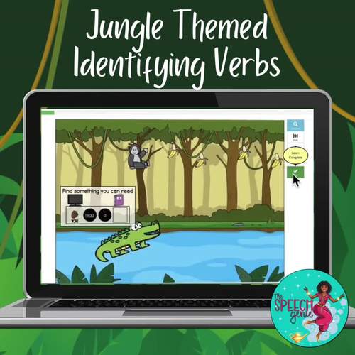 Jungle Themed- Identifying Verbs with Sentence Strips BOOM Cards