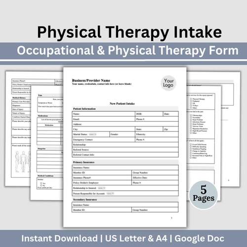 Client Intake Form for Physical & Occupational Therapists Editable ...