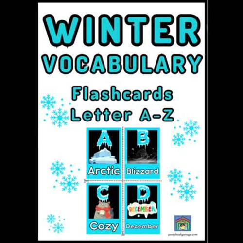 Winter Vocabulary Letter A-Z Flashcards by Preschool Garage | TPT