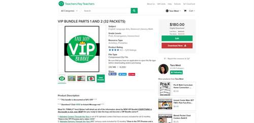VIP BUNDLE PARTS 1 AND 2 (32 PACKETS) by Tara West | TpT