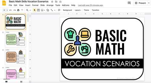 Basic Math Skills Vocation Scenario Task Cards | Digital Version Included