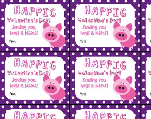 Cute Pig Valentine's Day Gift Tag- HapPIG Valentine's Day! Sending you ...
