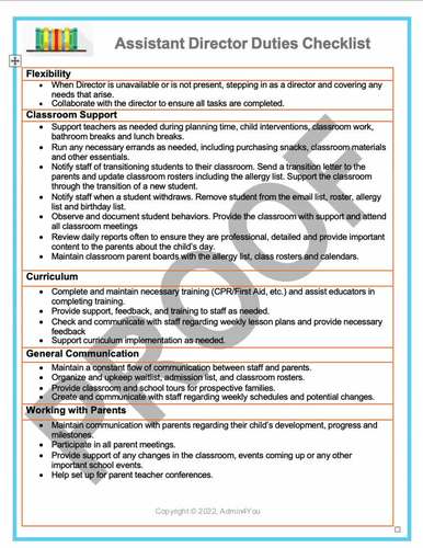 Checklist Bundle for Daycare by Admin 4 You | TPT