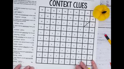 Thanksgiving Context Clues Color By Number Worksheets by Read Write Middle