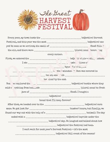 Fall Mad Libs Pack -Nouns and Verbs Parts of Speech Games for 4th Grade ...