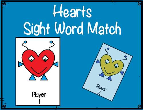 Hearts Themed Sight Word Match Games by The Teaching Scene by Maureen
