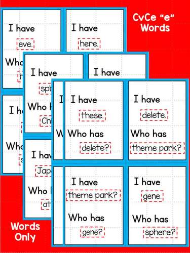 ESL Phonics Game I Have Who Has CVCE "e" Words by Jill Richardson