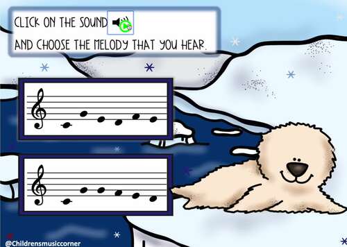 Winter Ear training Do-Re-Mi-Fa-So Digital Task Cards in Boom Cards™