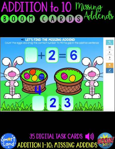 Addition & Counting 1-10_Missing Addends_Boom Cards™|Easter | TPT
