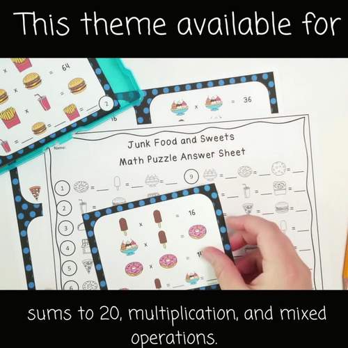 Junk Food Math Logic Puzzle Brain Teaser Enrichment Task Card Activity ...