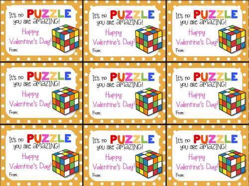 Rubik's Cube (Speed Cube) Valentine's Day Gift Tag | TPT