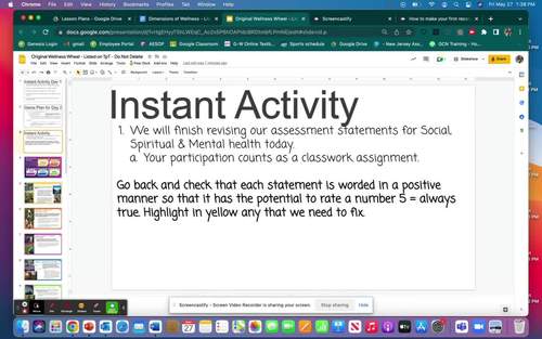 Dimensions of Wellness Assessment Activity and Lesson Plans- 5 day project