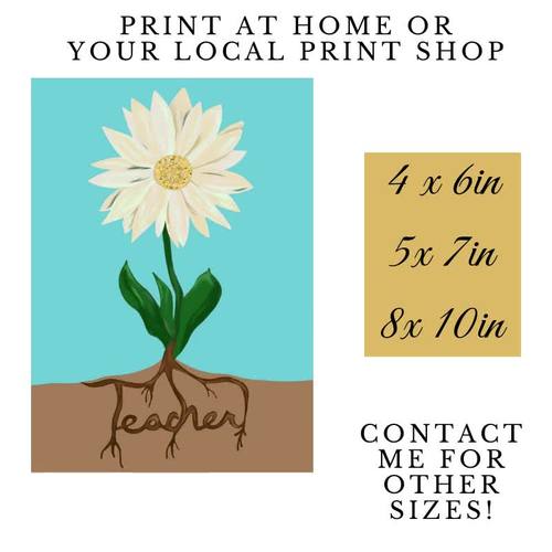 Colorful Teacher Daisy Flower Print | Classroom Decor by Teaching Nomad24
