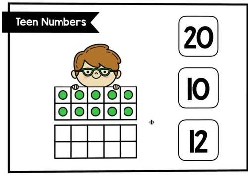 Teen Number (One Ten and Extra Ones) Kindergarten Boom Cards | TpT