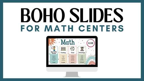 Boho Math Centers Station Rotation Slides with Visual Countdown Timers ...
