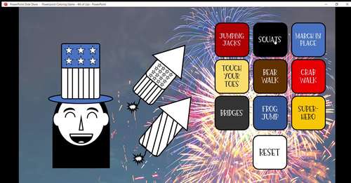 PowerPoint Coloring Gross Motor Game | Fourth of July Theme by A Pedi PT