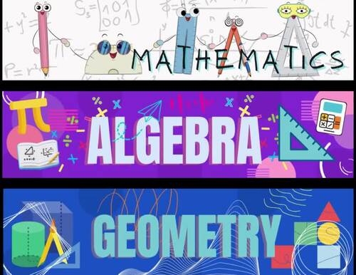 MATH GOOGLE CLASSROOM BUNDLE | MATH VIRTUAL BACKGROUND | ANIMATED BANNERS
