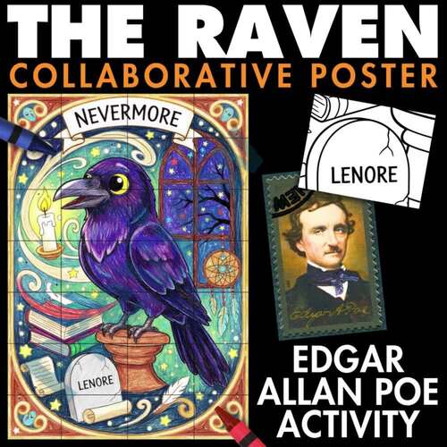 The Raven by Edgar Allan Poe Collaborative Poster Halloween Poet Author ...