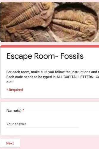 Fossils Digital Escape Room, Fossils Activity Earth Science Escape Room