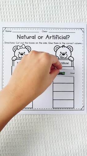 Physical Features Sort – Natural & Artificial Cut and Paste Sorting ...