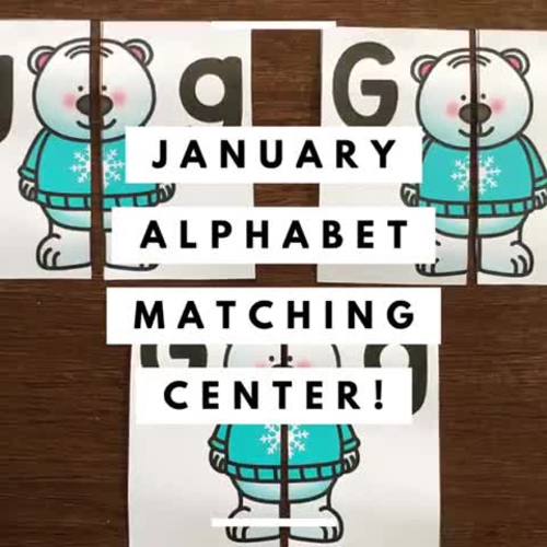 Alphabet Matching Literacy Center for Uppercase & Lowercase January Bundle