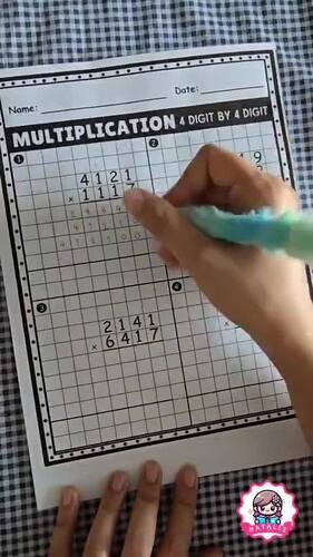 Graph Paper Worksheet : Multiplication 4 digit by 4 digit | Answer ...