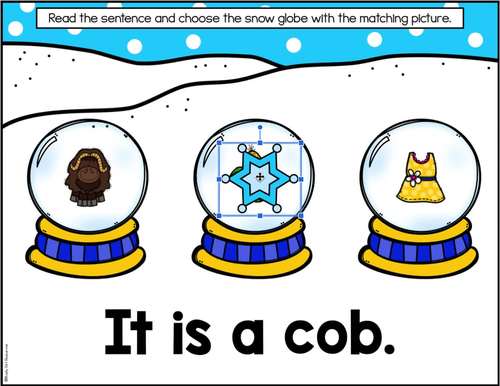 Winter Simple CVC Sentences for Google Slides by Rhody Girl Resources