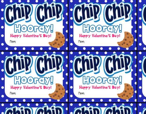 Chips Ahoy Valentine's Day Gift Tag- Chip Chip Hooray! Happy Valentine ...