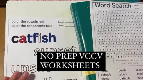 VCCV Words Differentiated Phonics Worksheets and Decodable Passage