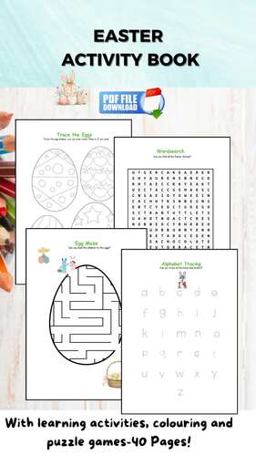 Easter Activity Book, Bunny Coloring Pages, Learning Bundle Pack ...