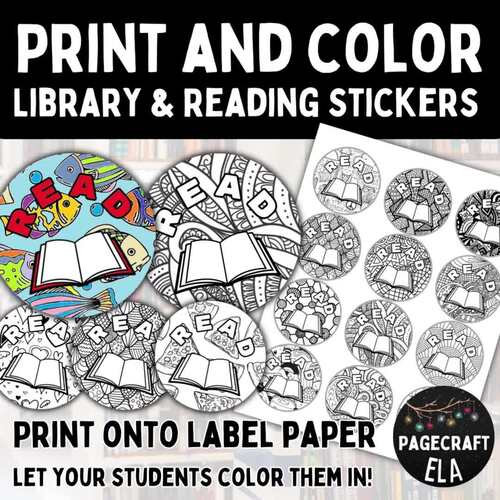 Coloring Stickers and Badge Templates | Mindful Reading | Printable Labels