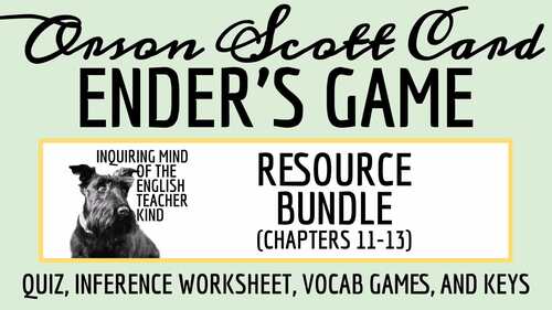 Ender's Game Chapters 11, 12, and 13 Quiz, Worksheet, and Vocab Games ...