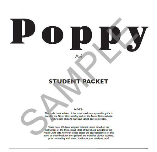 Poppy Novel Units® Student Packet Novel Study | TPT