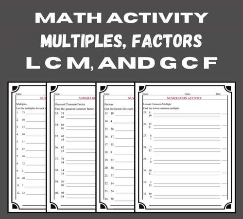 Math Activity: Multiples, Factors And GCF, LCM Worksheets #toast23