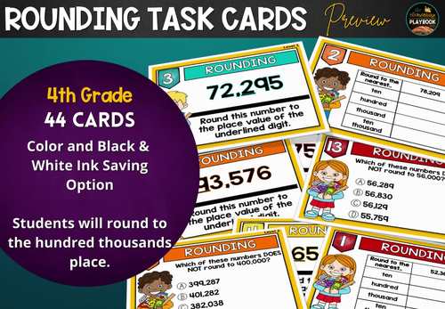 Rounding Task Cards | Grade 4 by The Playbook | TPT