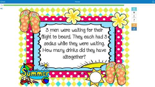 Summer Math Multiplication within 25 Word Problems Boom Cards | TPT