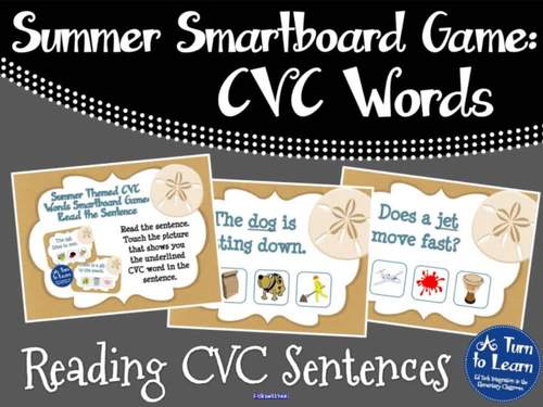 Summer Smartboard Game: Reading CVC Sentences (Smartboard/Promethean Board)
