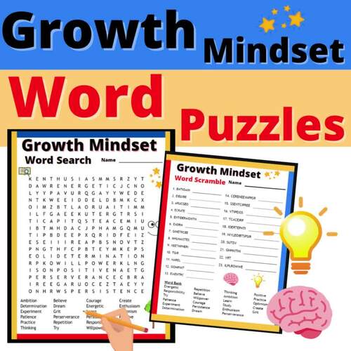 Growth Mindset Word Search Puzzles SEL Resource Activity PBIS Morning ...