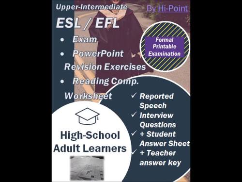 Upper Intermediate ESL/EFL English Exam: Reported Speech + PowerPt ...