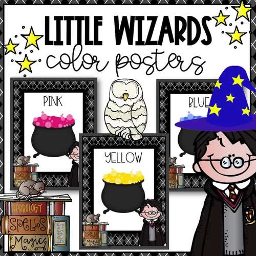Little Wizards at School Color Posters by moonlight crafter by Bridget