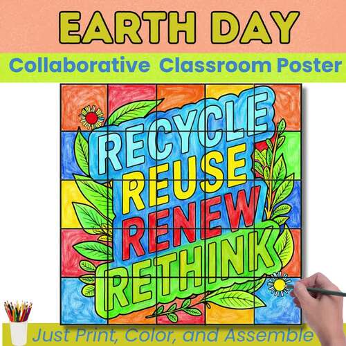 Earth Day Collaborative Poster | Recycle Reuse Renew Rethink Craft