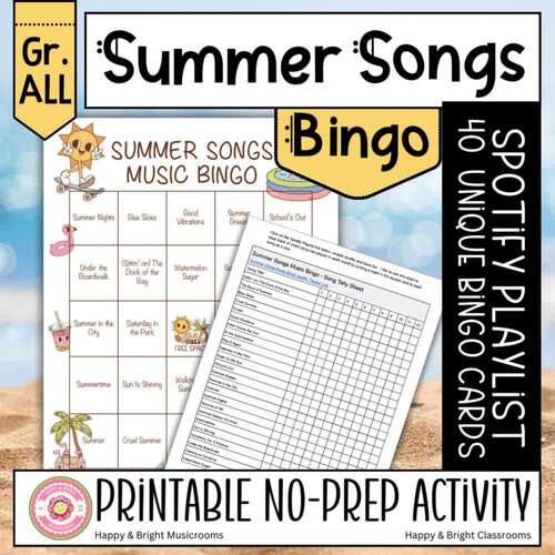 SUMMER Middle School Music Bingo, Spotify Bingo Playlist, Composer of ...
