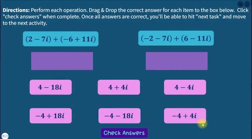 Operations with Complex Numbers: Self Checking Digital Activity | TPT