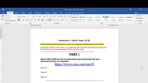 AHII - Unit 8 - Reagan through Obama - Day 2 of 10 - Video and Daily ...