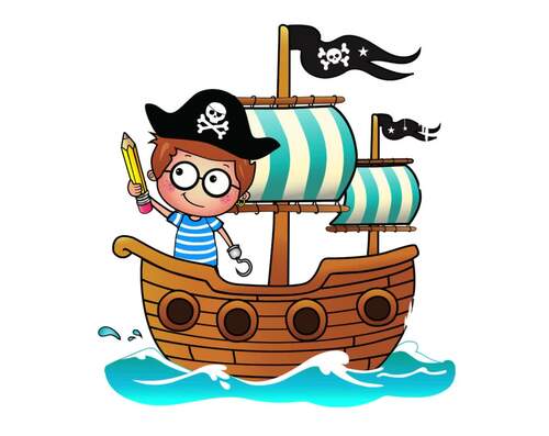 Pirate Lads. Clipart in Color & Black/white. {Lilly Silly Billy}