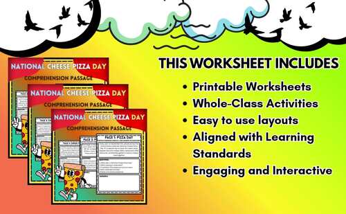 National Cheese Pizza Day Reading Comprehension Pack | 20 Short ...